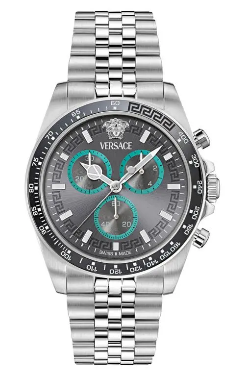 Versace Greca Chronograph Wave Bracelet Watch - Stainless Steel