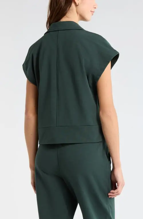 Zella Tempo Terry Half-zip Short-sleeve Sweatshirt - Green Timber