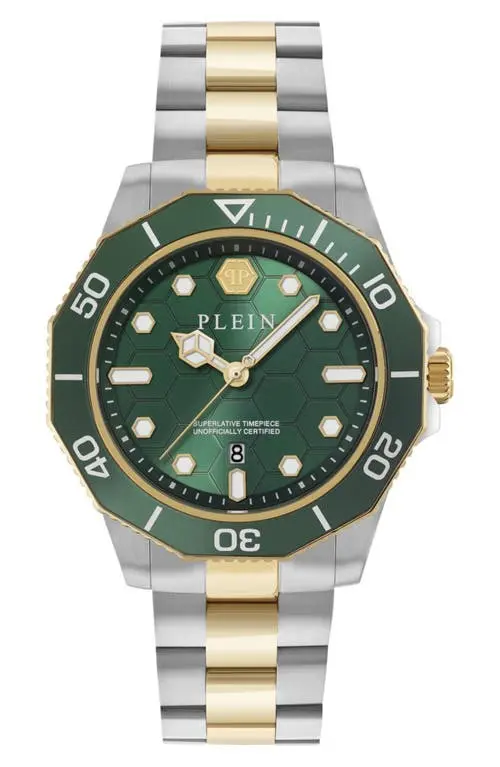 Philipp Plein Aquastorm Two-tone Bracelet Watch - Green/two Tone