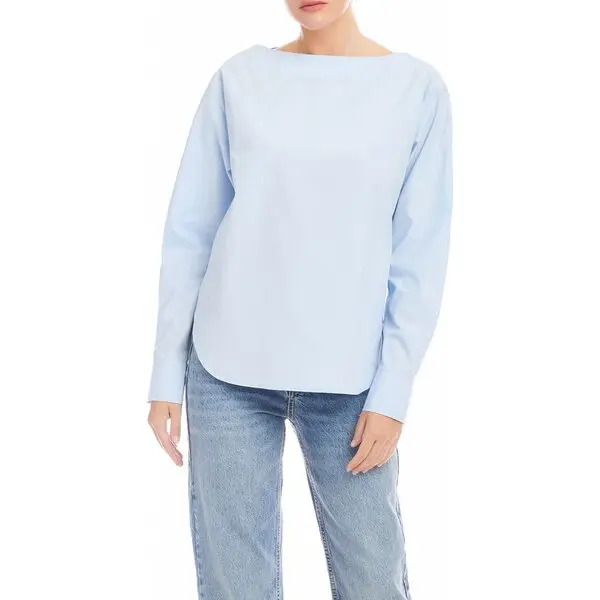 Fifteen Twenty Elyse Boat Neck Cotton Top - Light Blue