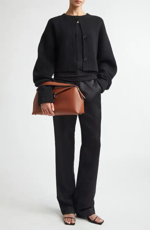 TOTEME Oversized Cropped Wool Cardigan - Black