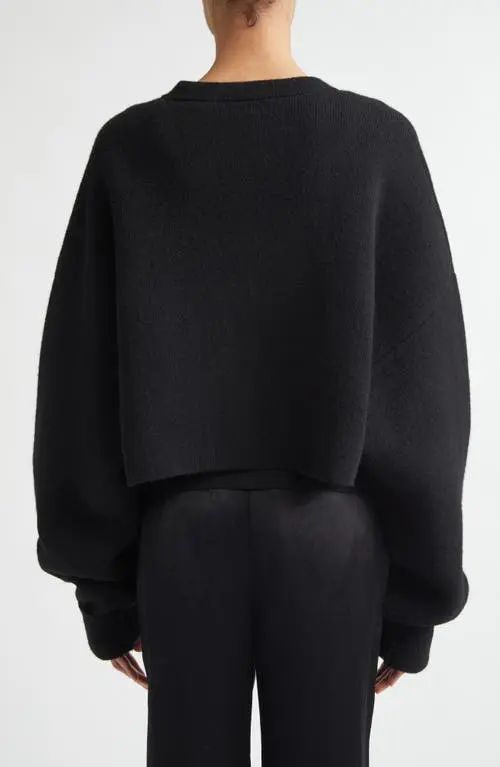 TOTEME Oversized Cropped Wool Cardigan - Black