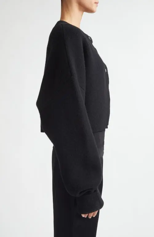 TOTEME Oversized Cropped Wool Cardigan - Black