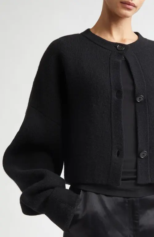 TOTEME Oversized Cropped Wool Cardigan - Black