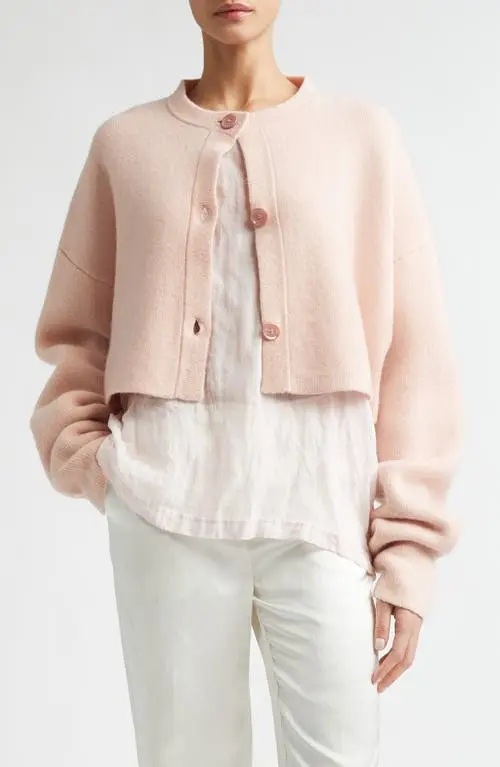 TOTEME Oversized Cropped Wool Cardigan - Flamingo