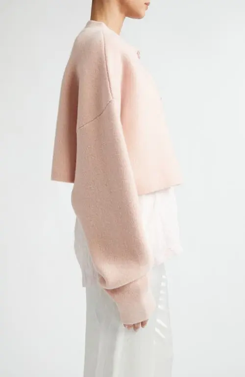 TOTEME Oversized Cropped Wool Cardigan - Flamingo
