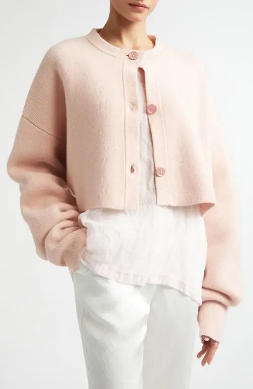 TOTEME Oversized Cropped Wool Cardigan - Flamingo