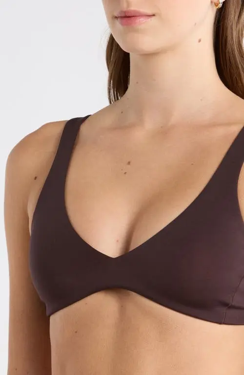 LEFT ON FRIDAY Plunge Bikini Top - Cold Brew Brown