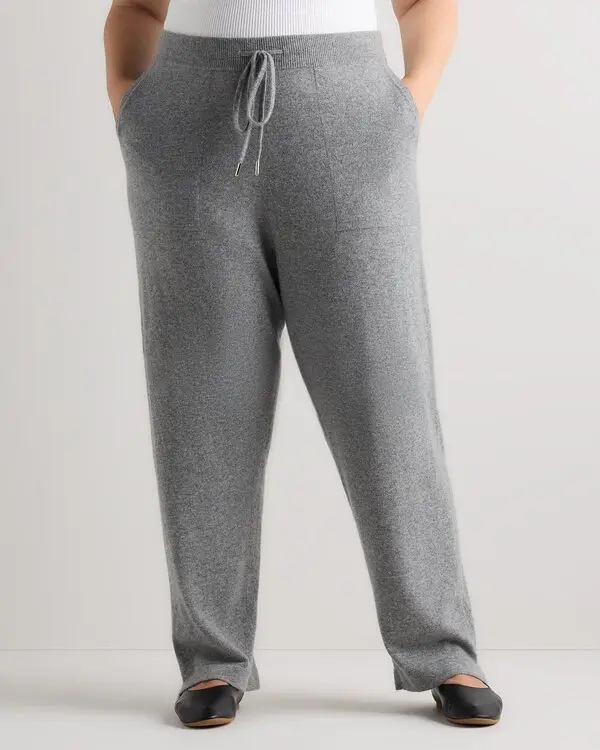 Quince Mongolian Cashmere Straight Leg Pants - Heather Grey