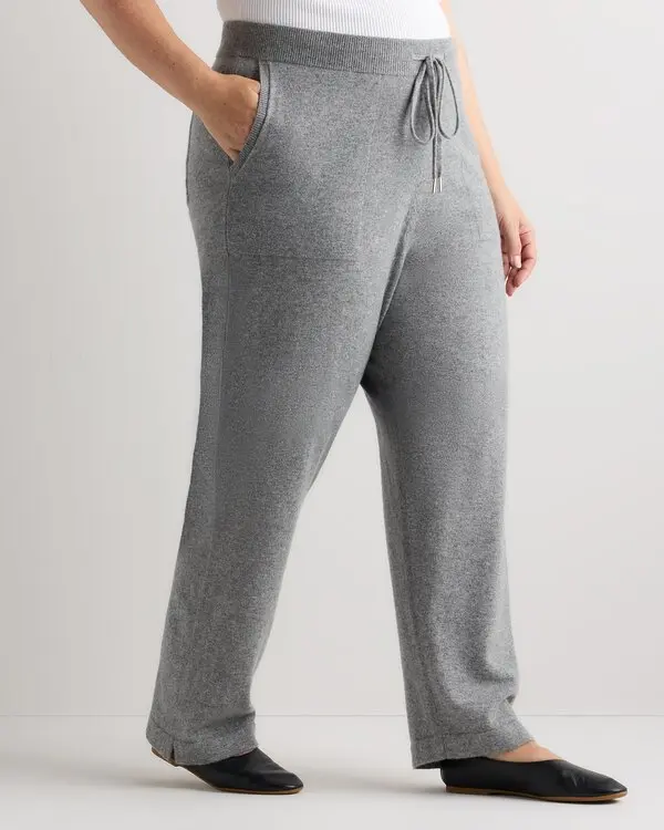 Quince Mongolian Cashmere Straight Leg Pants - Heather Grey