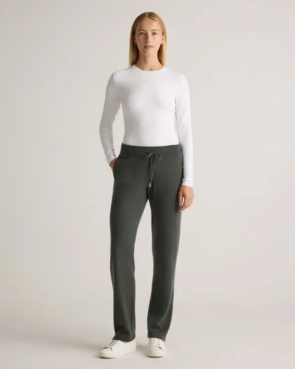 Quince Mongolian Cashmere Straight Leg Pants - Moss