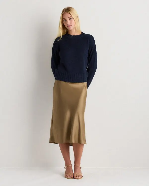 Quince Cotton Linen Relaxed Crew Sweater - Deep Navy