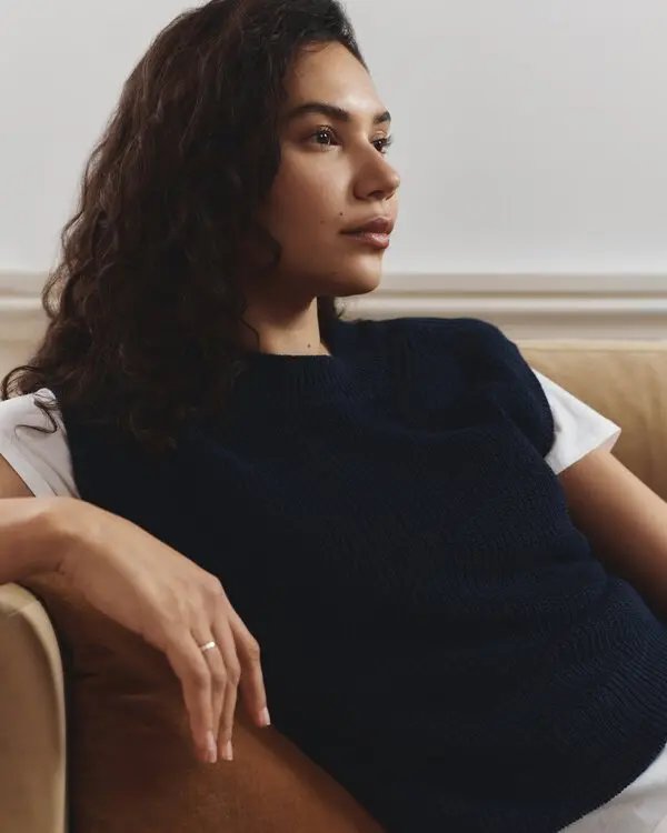 Quince Cotton Linen Sweater Tank Top - Deep Navy