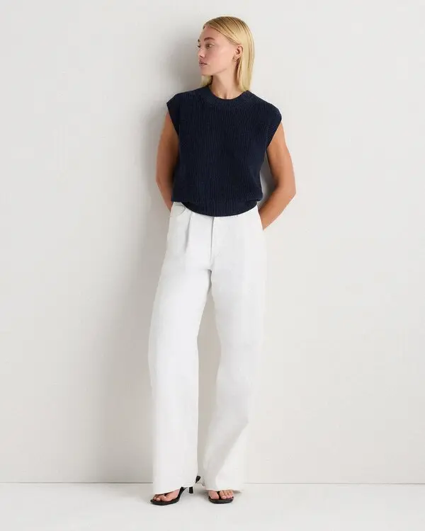 Quince Cotton Linen Sweater Tank Top - Deep Navy