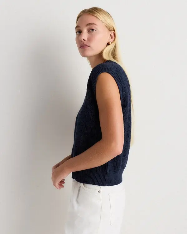 Quince Cotton Linen Sweater Tank Top - Deep Navy