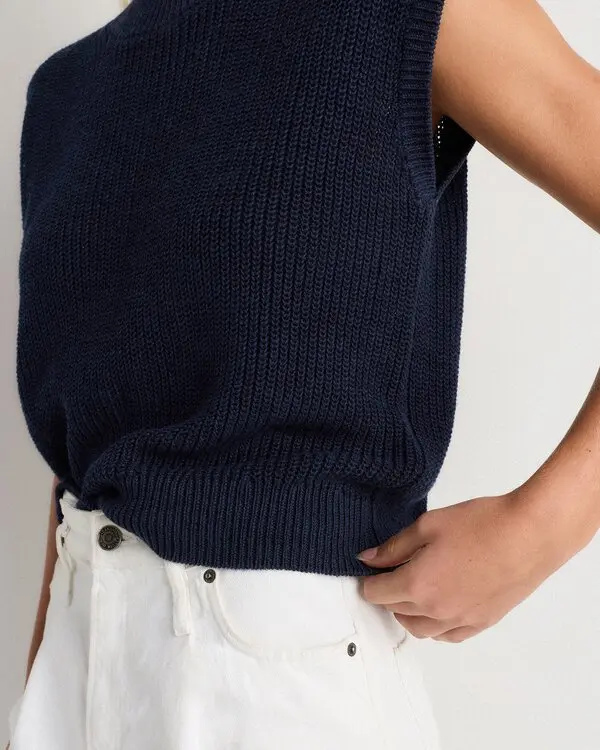 Quince Cotton Linen Sweater Tank Top - Deep Navy