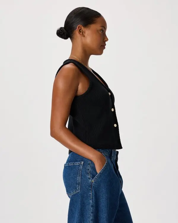 Quince V-neck Sweater Vest - Black