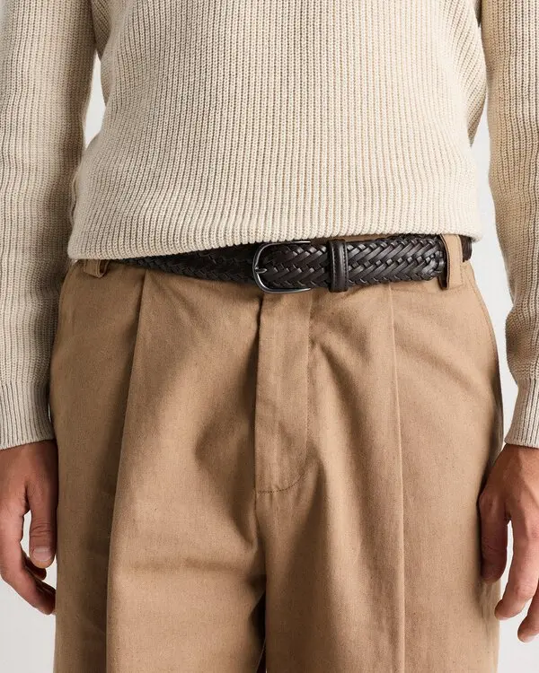Quince Italian Leather Woven Belt - Hickory