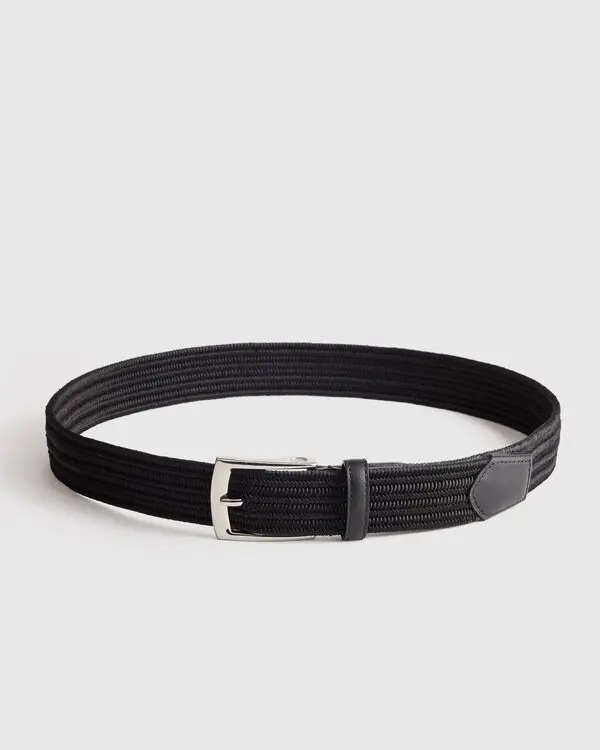 Quince James Woven Stretch Belt - Black