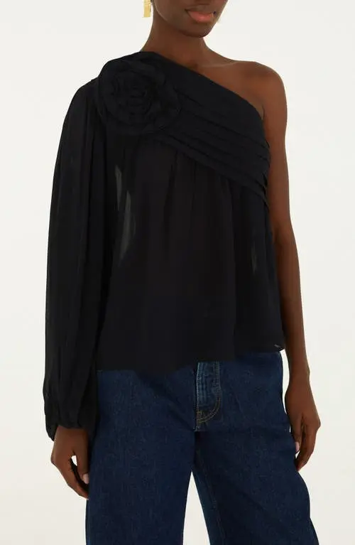 Farm Rio Rose One-shoulder Top - Black