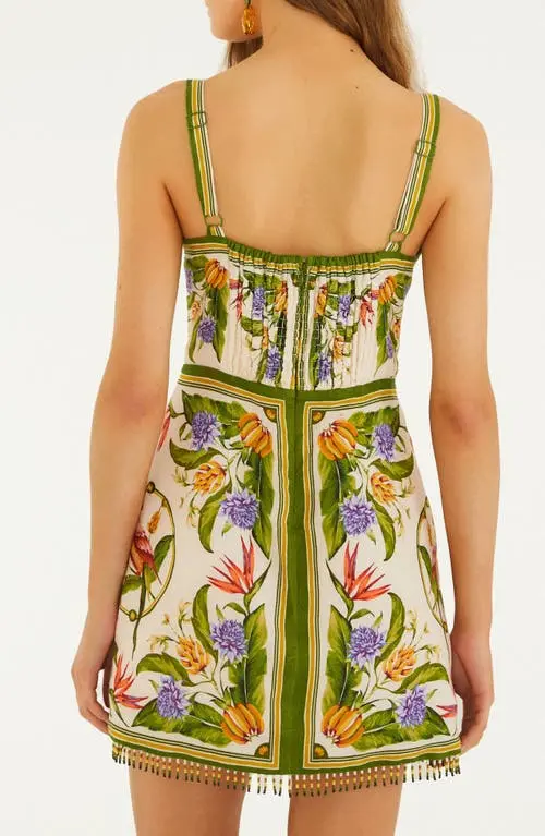 Farm Rio Tropical Print Linen Mini Dress