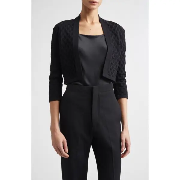 Lela Rose Diamond Pointelle Bolero - Black