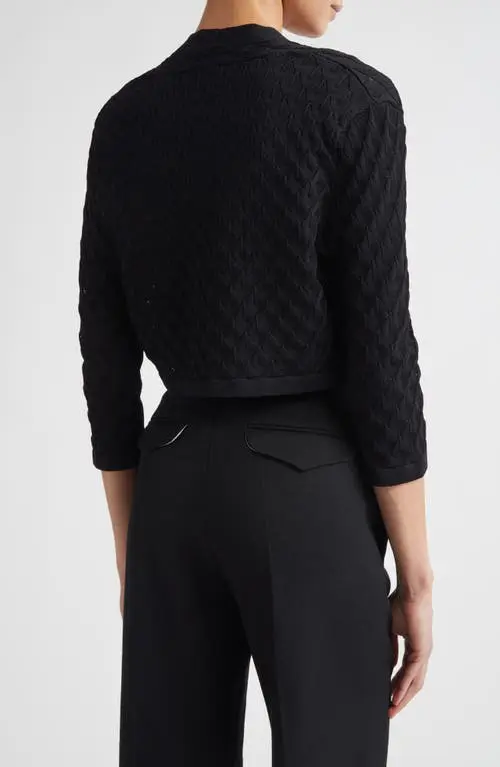Lela Rose Diamond Pointelle Bolero - Black