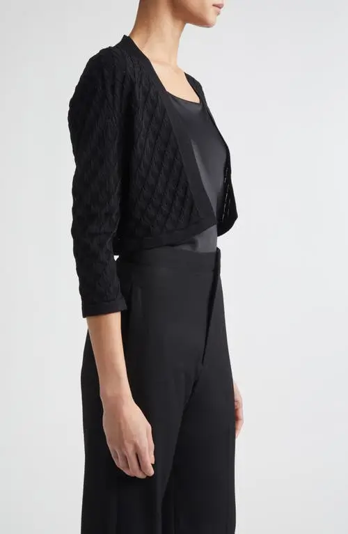 Lela Rose Diamond Pointelle Bolero - Black