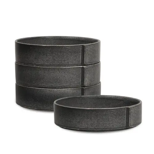 STONE + LAIN Bao Stoneware 4-piece Pasta Bowl Set - Charcoal