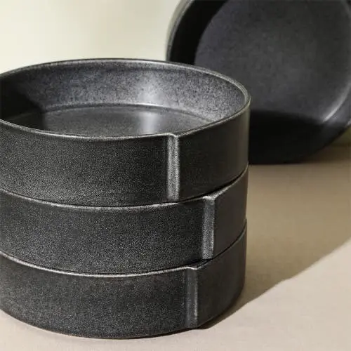 STONE + LAIN Bao Stoneware 4-piece Pasta Bowl Set - Charcoal