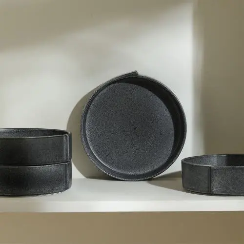 STONE + LAIN Bao Stoneware 4-piece Pasta Bowl Set - Charcoal