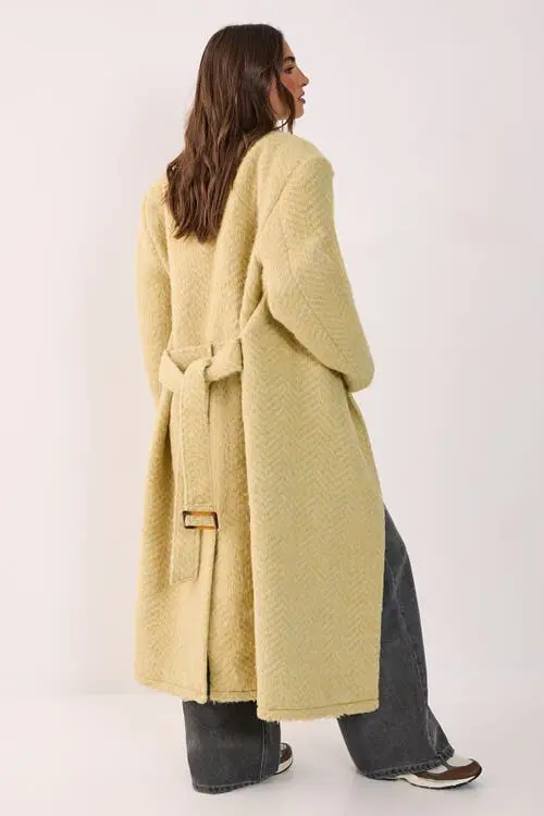 Nasty Gal Double Breasted Herringbone Coat