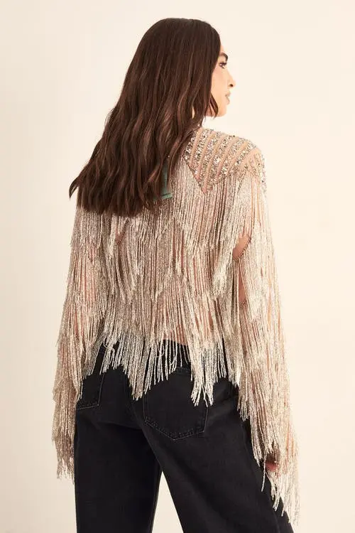 Nasty Gal Embellished Tasseled Jacket