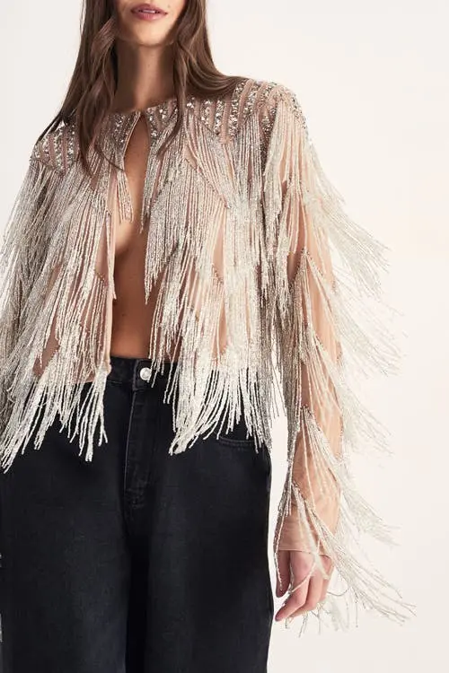 Nasty Gal Embellished Tasseled Jacket