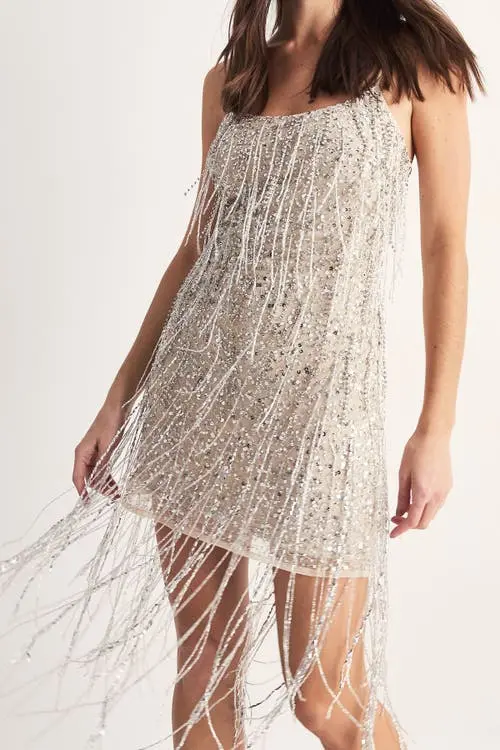 Nasty Gal Beaded Tassel Mini Dress