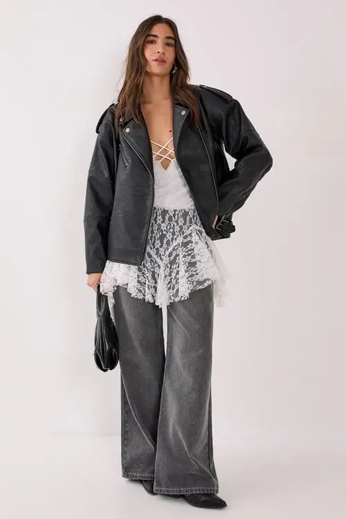 Nasty Gal Faux Leather Biker Jacket