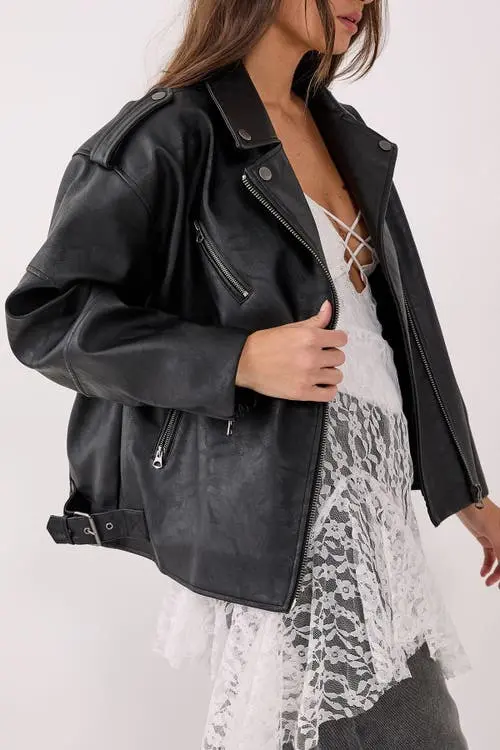 Nasty Gal Faux Leather Biker Jacket