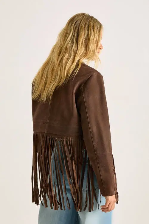 Nasty Gal Real Suede Fringe Jacket