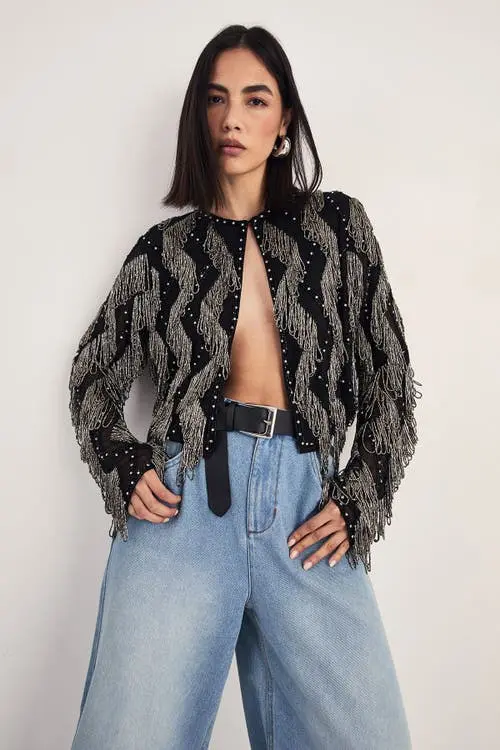 Nasty Gal Embellished Tassel Jacket