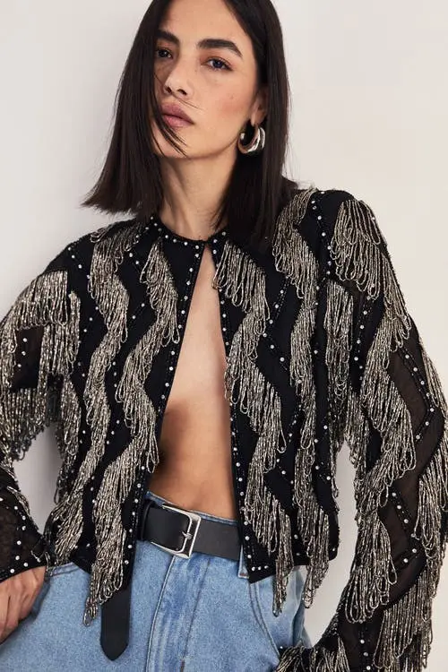 Nasty Gal Embellished Tassel Jacket
