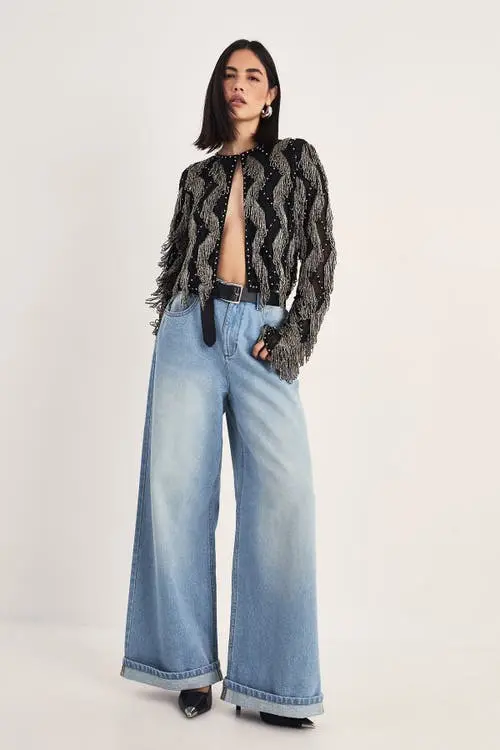 Nasty Gal Embellished Tassel Jacket - Black