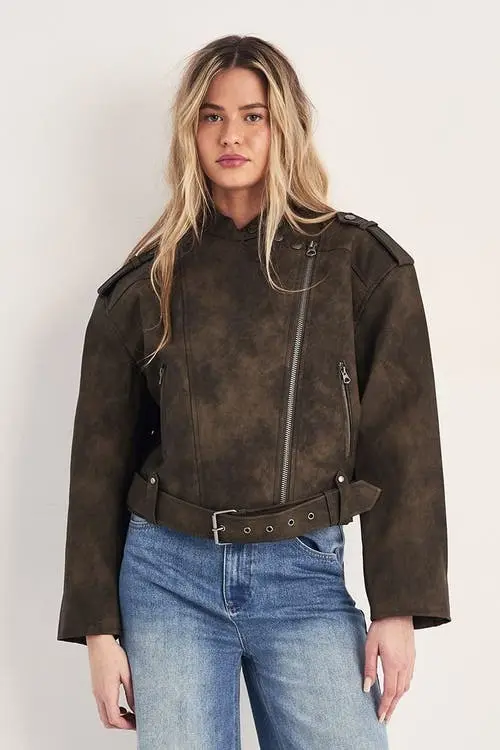 Nasty Gal Cropped Biker Jacket