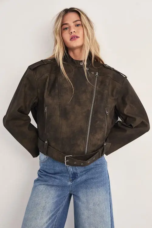 Nasty Gal Cropped Biker Jacket