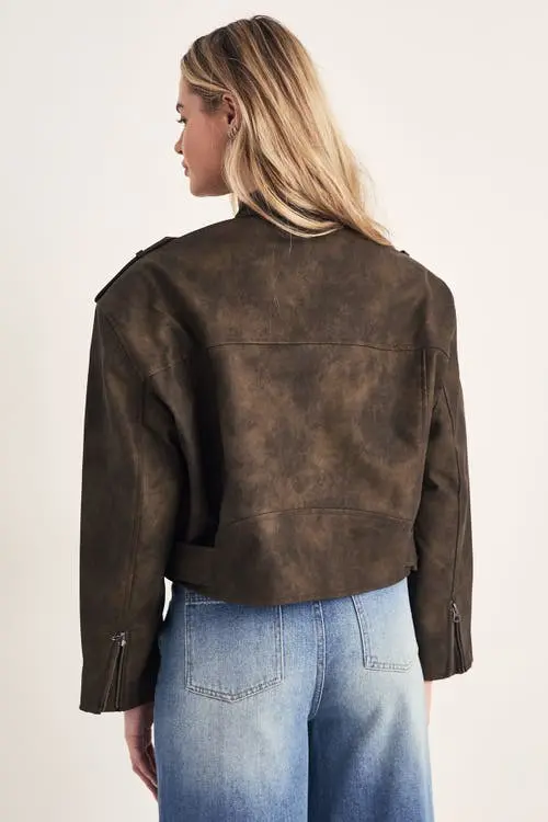 Nasty Gal Cropped Biker Jacket