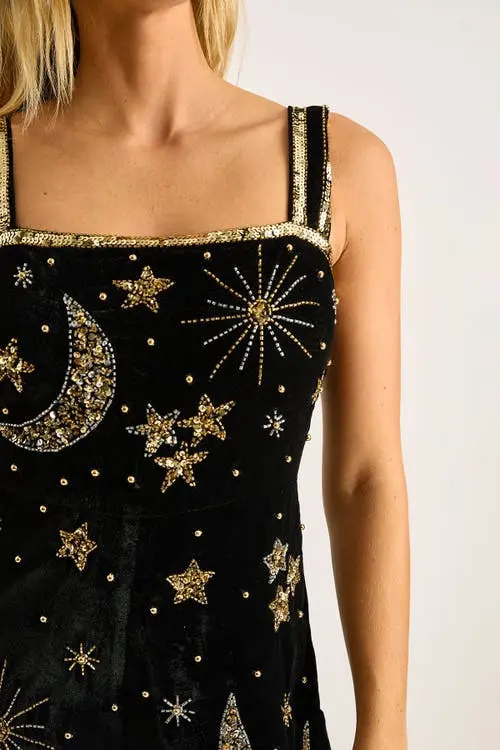Nasty Gal Velvet Celestial Embellished Jumpsuit