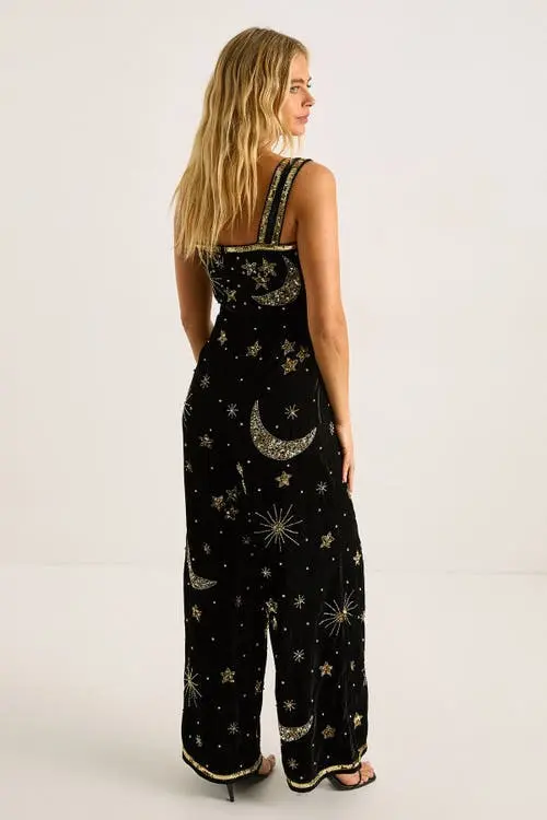 Nasty Gal Velvet Celestial Embellished Jumpsuit