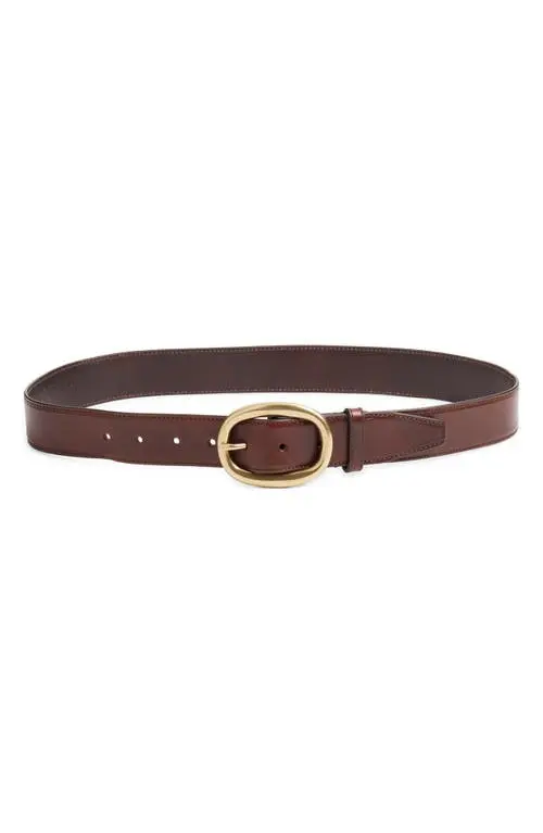 FRAME Oval Buckle Leather Belt - Dark Brown
