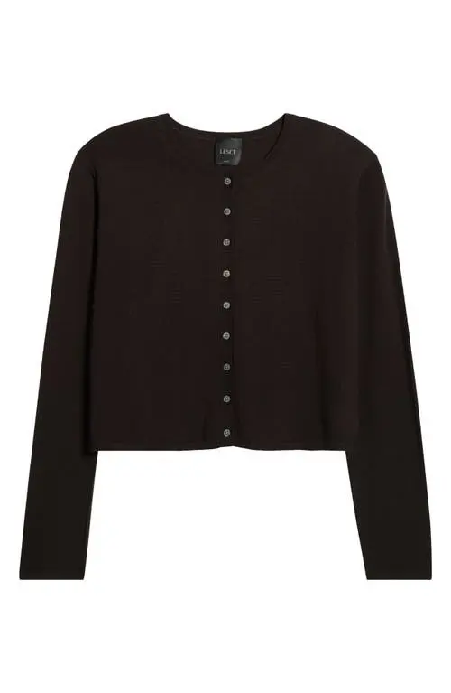 LESET James Merino Wool Crewneck Cardigan - Chocolate