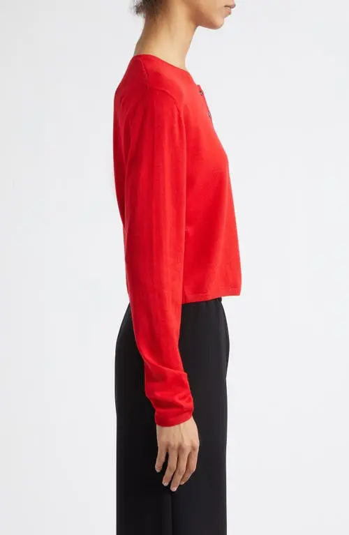 LESET James Merino Wool Crewneck Cardigan - Lipstick