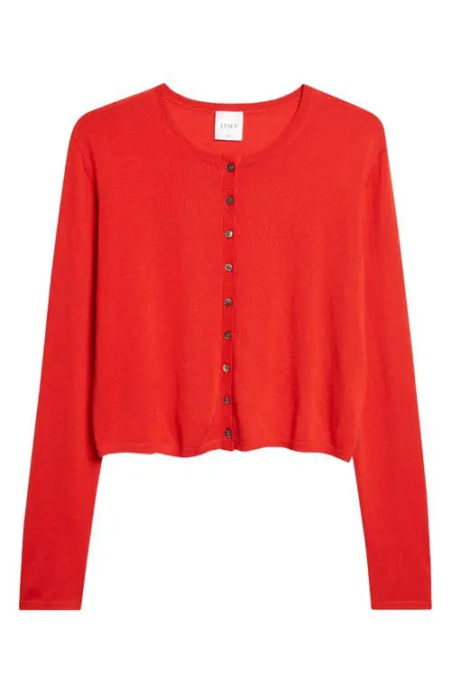 LESET James Merino Wool Crewneck Cardigan - Lipstick